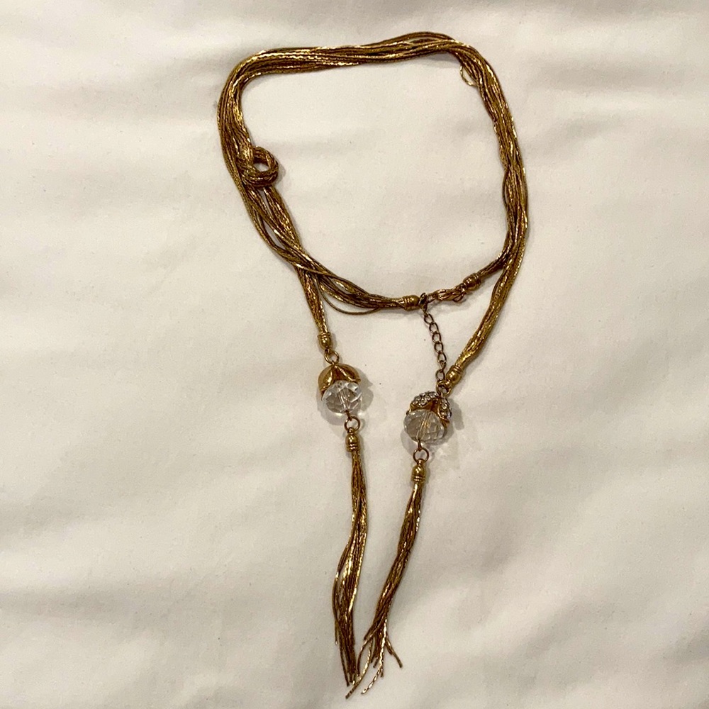 Beautiful Long Gold Chain Neckless.Worn Short/Long - Gem